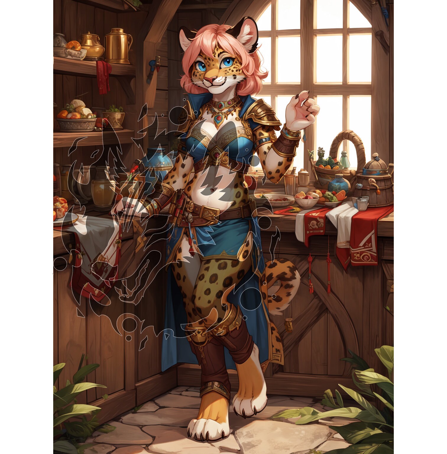 Anthro Leopard Image Digital Download HD Image Original Concept Art for Story Ideas, Cute Female ...