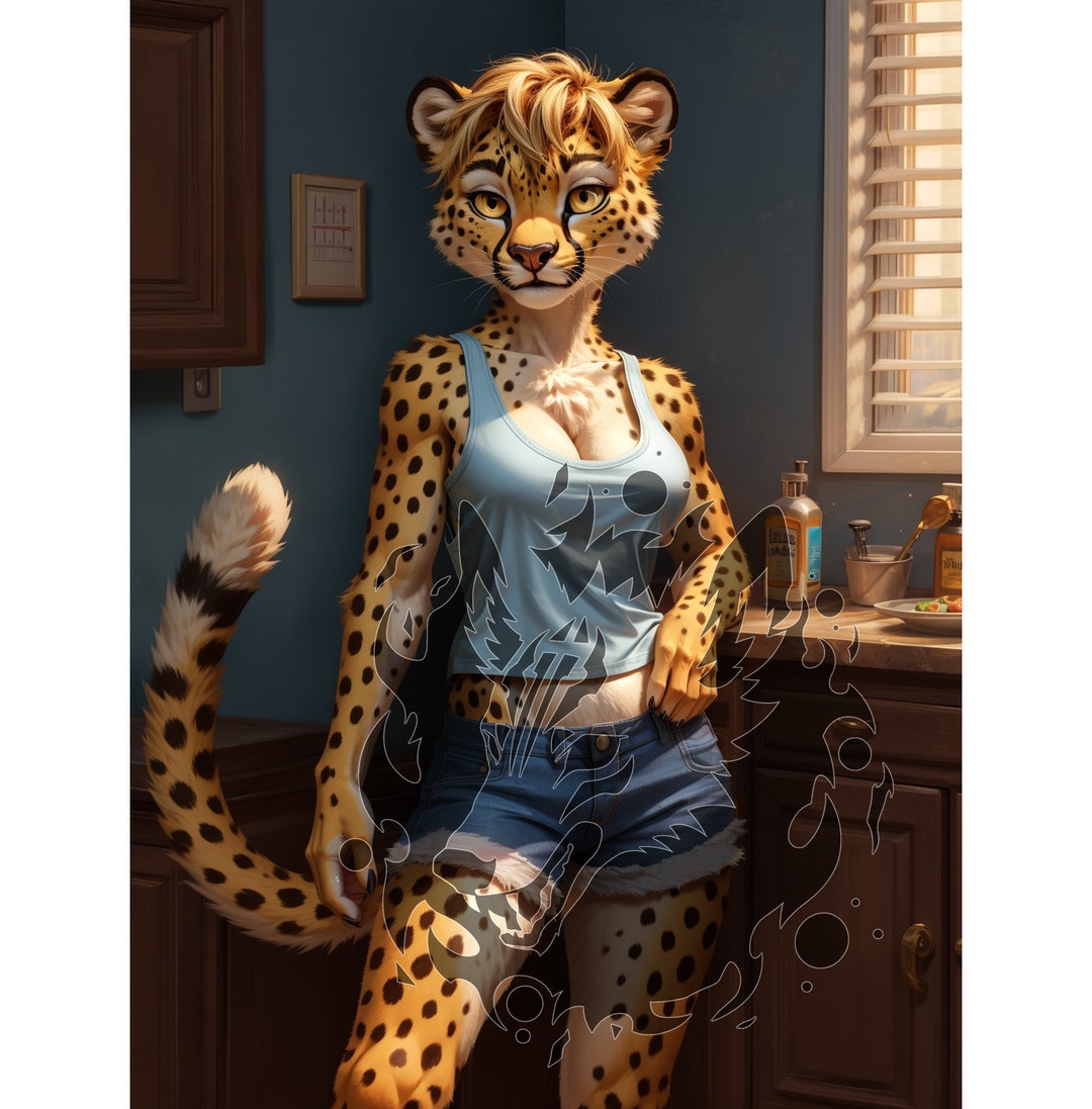 Anthro Cheetah Girl Image - Digital Download HD Image Set - Unique Original Concept Art for ...