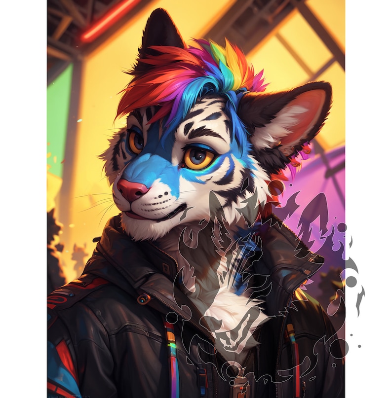 Anthro Blue Tiger Guy Image Digital Download HD Image Unique Unique ...