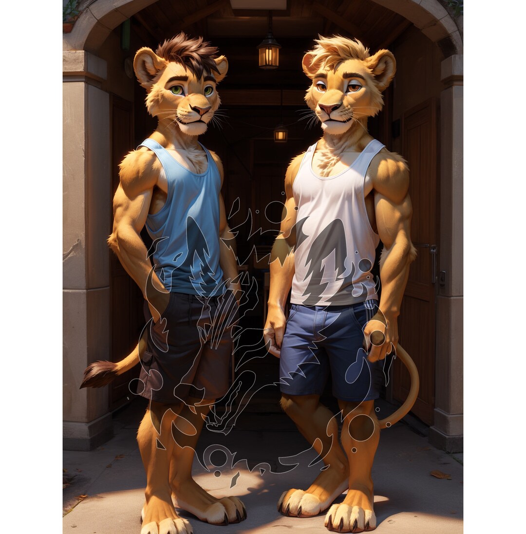 Anthro Feline Bros Image Digital Download HD Image Unique Concept Art ...