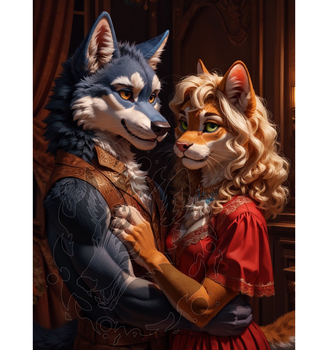Furry Couple Image Digital Download One of a Kind Unique Concept Art of ...