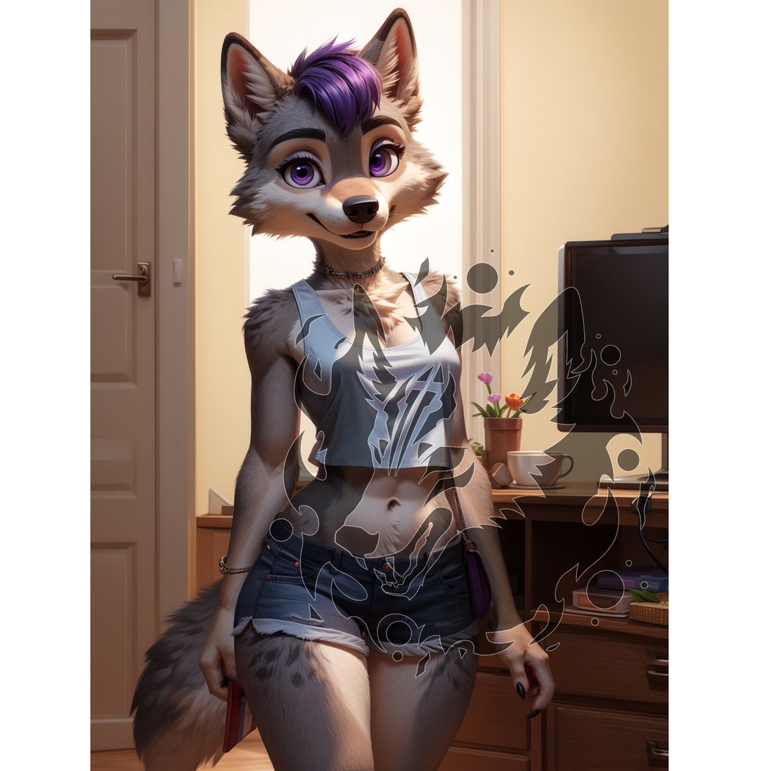 Anthro Wolf Girl Adoptable Fursona Digital Download HD Image Unique ...