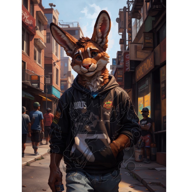 Anthro Rabbit in a Hoodie Image - Digital Download HD Image - Unique Concept Art, Avatar ...