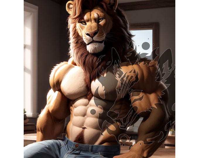 Anthro Lion Image - Digital Download HD Image - Unique Concept Art, Story Ideas, Furry Fandom - Etsy