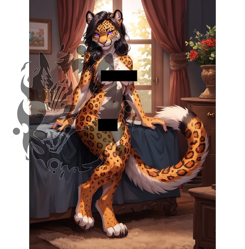 Anthro Leopard Image Digital Download HD Image Concept Art of Unique Female Furry Characters ...