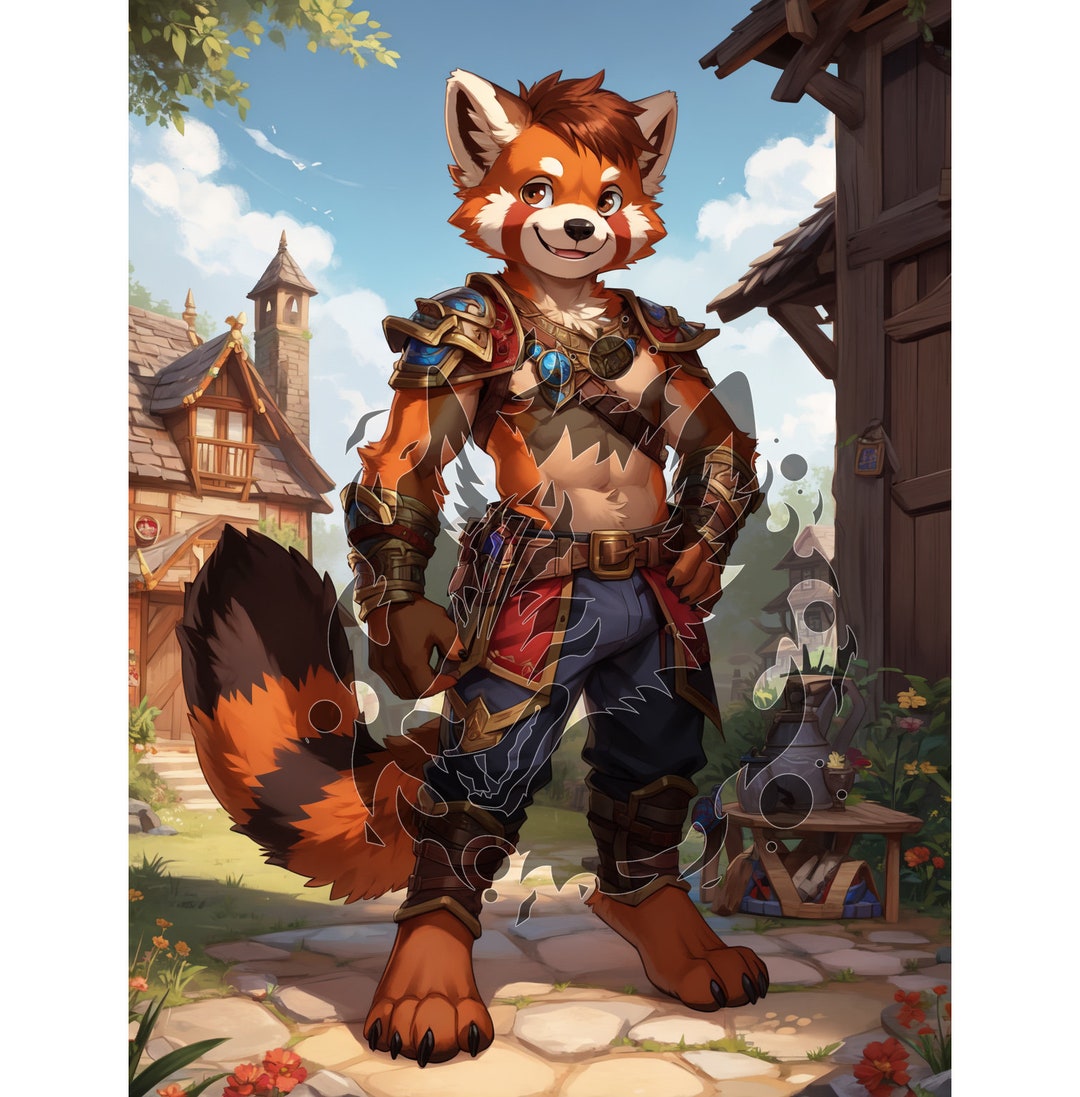 Anthro Red Panda Image Digital Download HD Image Unique Concept Art, Story Ideas, Cute Male ...