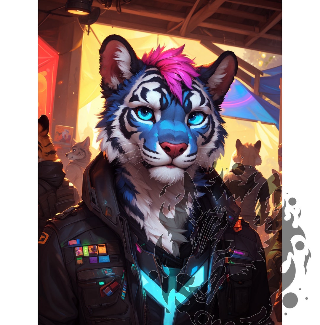 Anthro Blue Tiger Guy Image - Digital Download HD Image - Unique Unique ...