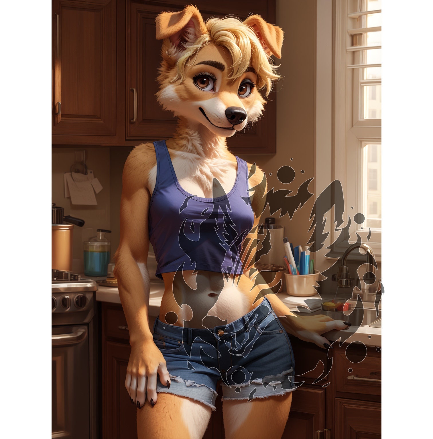 Anthro Dog Girl Image Digital Download HD Image Set Unique Original Concept Art for Normcore ...