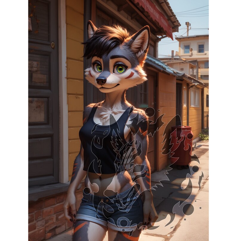 Anthro Wolf Girl Image Digital Download HD Image Unique Original Concept Art for Normcore Cute ...