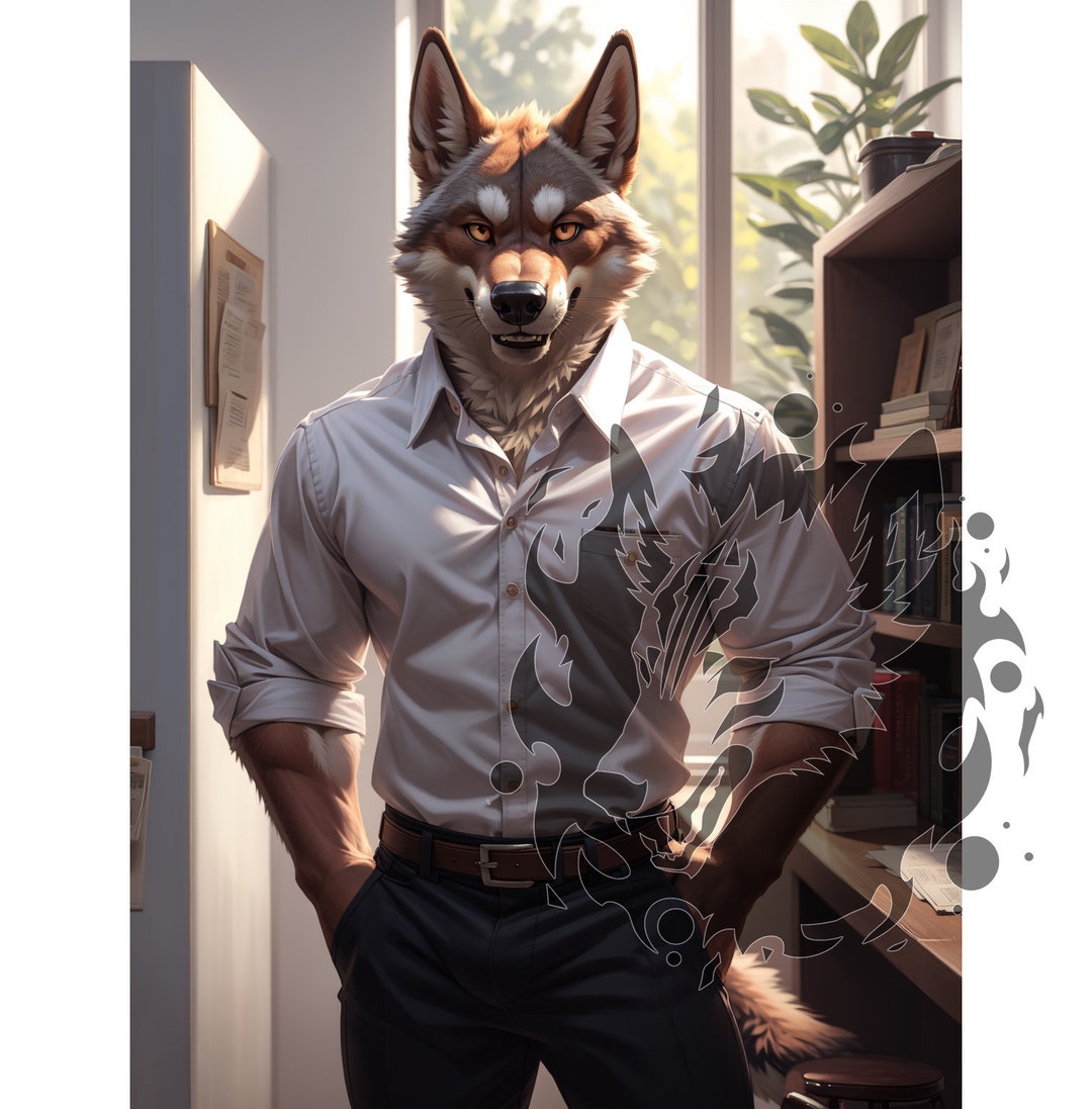 Anthro Wolf Image Digital Download HD Image Unique Concept Art, Story Ideas, Businessman Furry ...