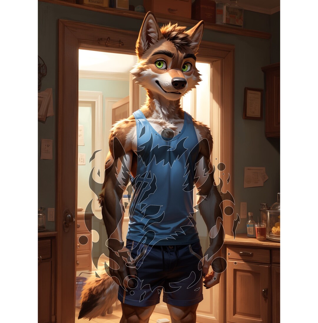 Anthro Coyote Image Digital Download HD Image Unique Concept Art, Story Ideas, Male Furry Wolf ...