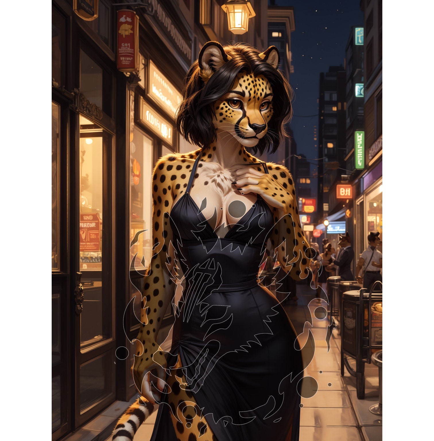 Anthro Cheetah Image Digital Download HD Image Original Concept Art for Cute Furry Girl in a ...