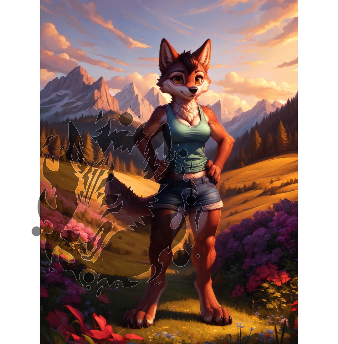 Anthro Coyote Image Digital Download HD Image Original Concept Art for Story Ideas, Pretty Wolf ...