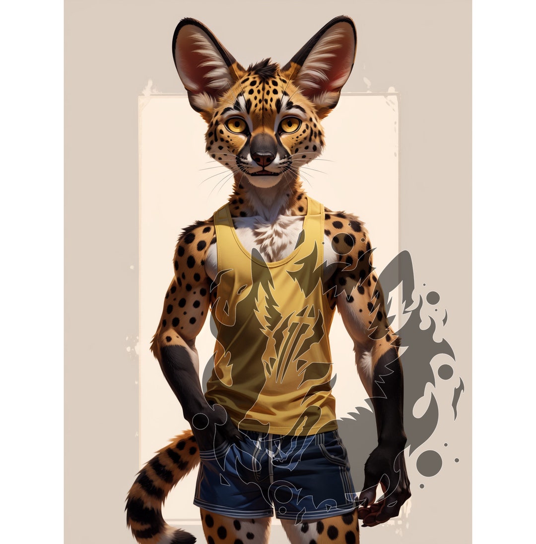 Anthro Serval Adoptable Fursona Digital Download HD Image Original Character for Roleplay, Story ...
