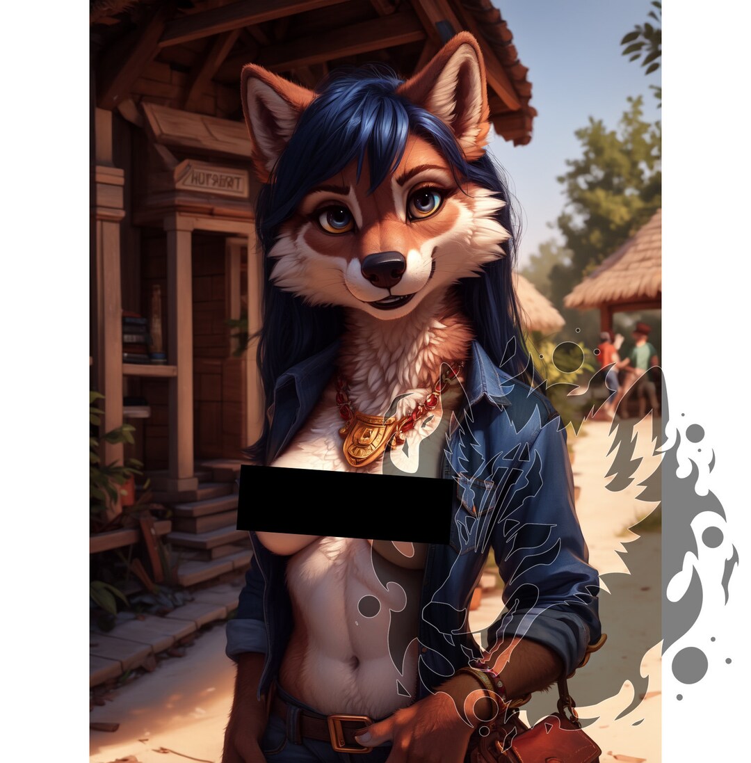 Anthro Coyote Image Digital Download HD Image Concept Art of Unique Female Furry Wolf Dog Canine ...