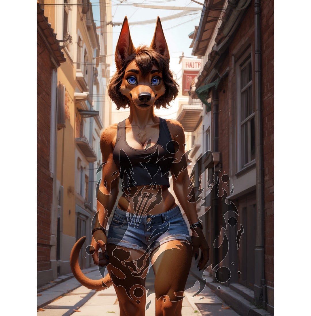 Anthro Doberman Girl Image - Digital Download HD Image - Unique Original Character for RP ...