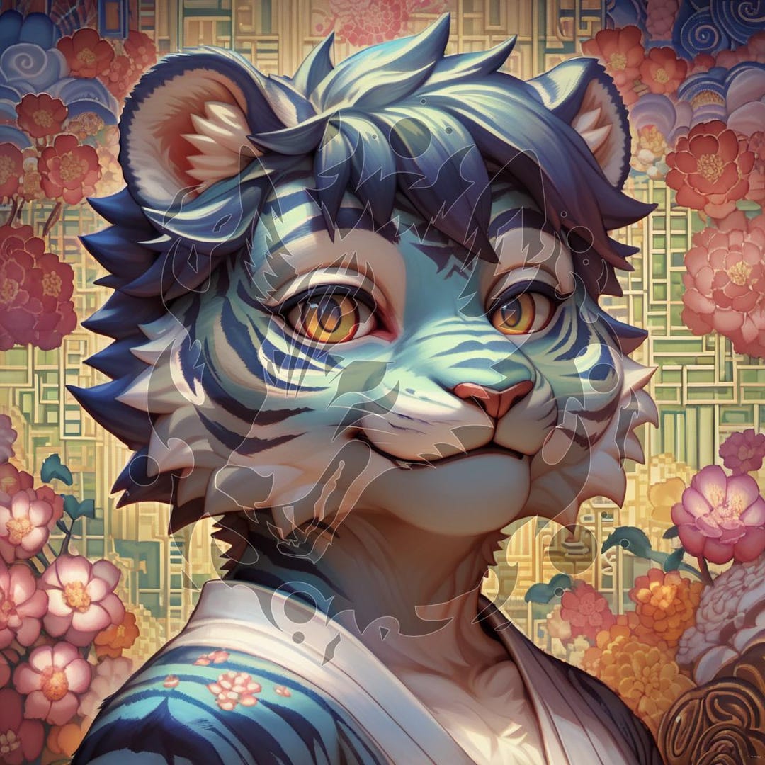 ANIMATED Blue Tiger Fursona Digital Download HD Image and Video Unique ...