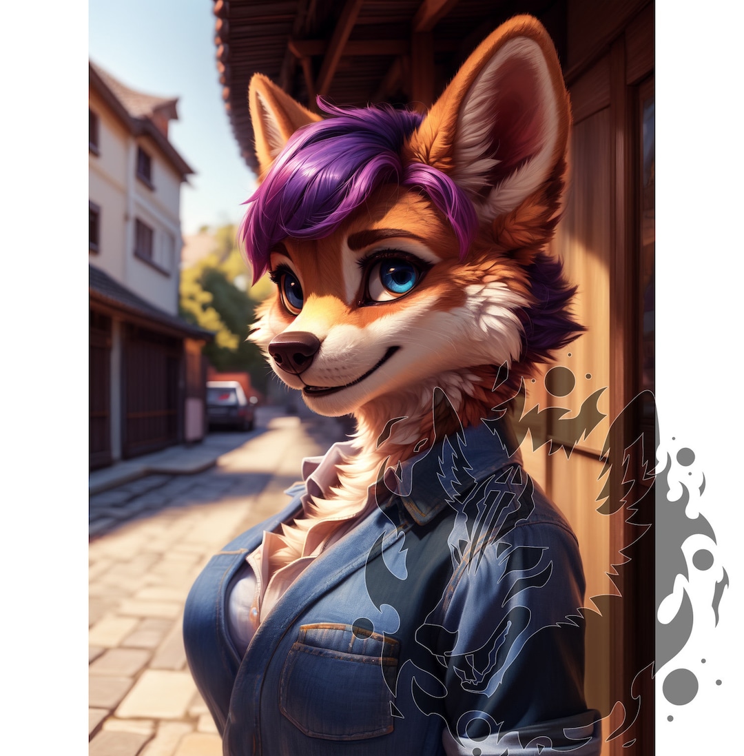 Anthro Coyote Girl Image - Digital Download HD Image - Original Concept Art for Avatar, Cute ...