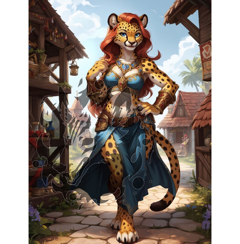 Anthro Cheetah Image Digital Download HD Image Original Fantasy Concept Art for Story Ideas ...