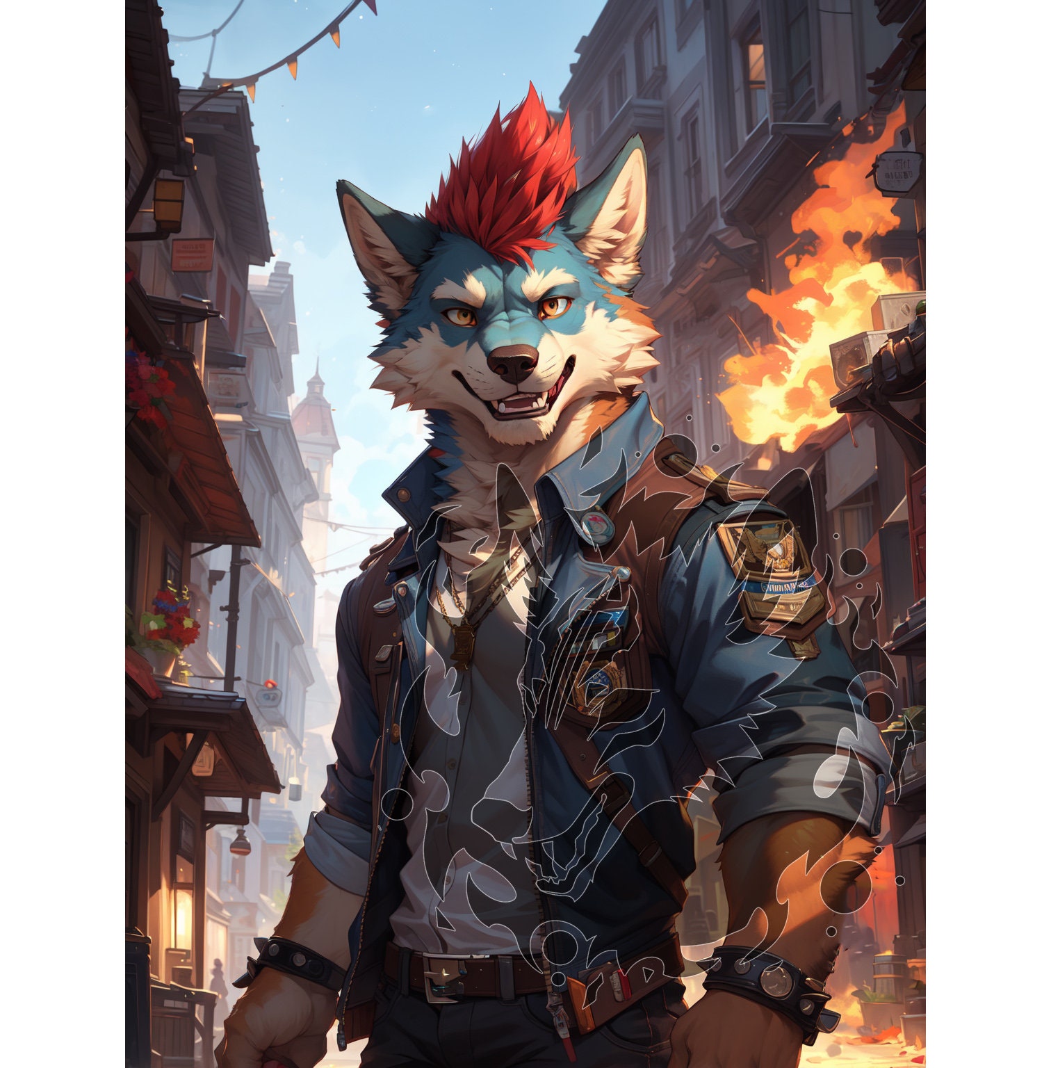 Anthro Wolf Image - Digital Download HD Image - Unique Concept Art ...