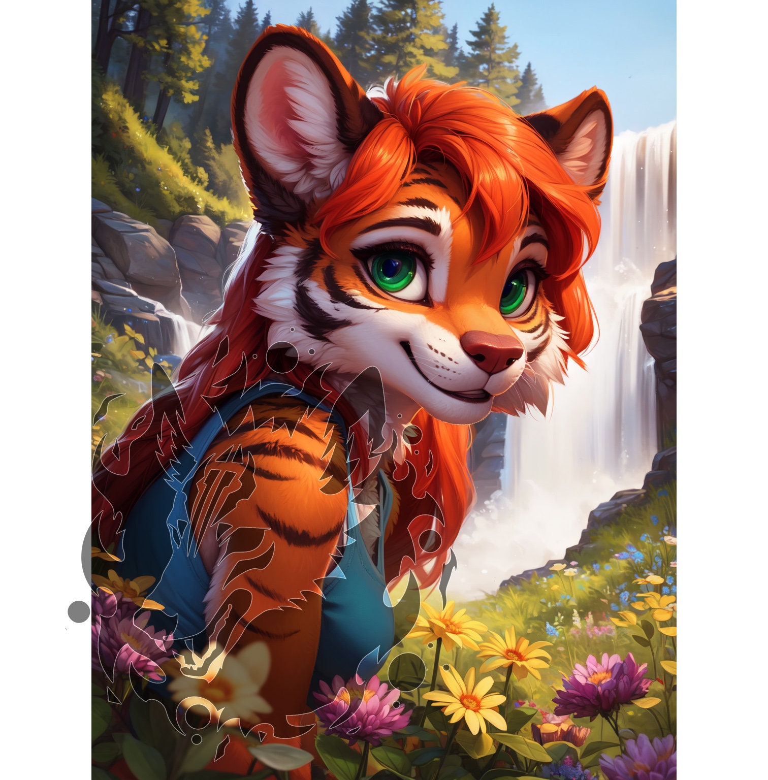 Anthro Tiger Image - Digital Download HD Image - Original Concept Art for Story Idea, Female ...