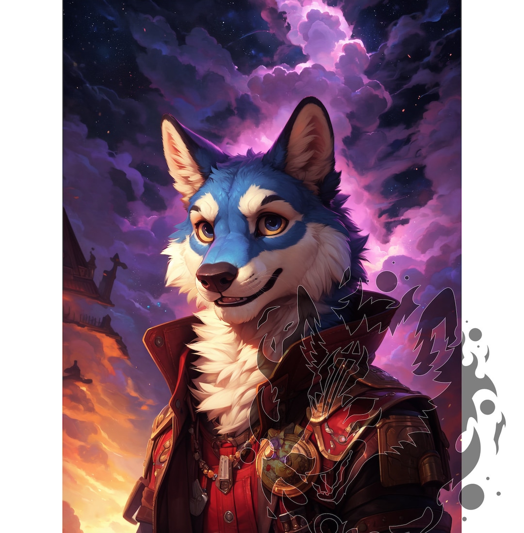 Anthro Blue Wolf Image Digital Download HD Image Unique Concept Art ...