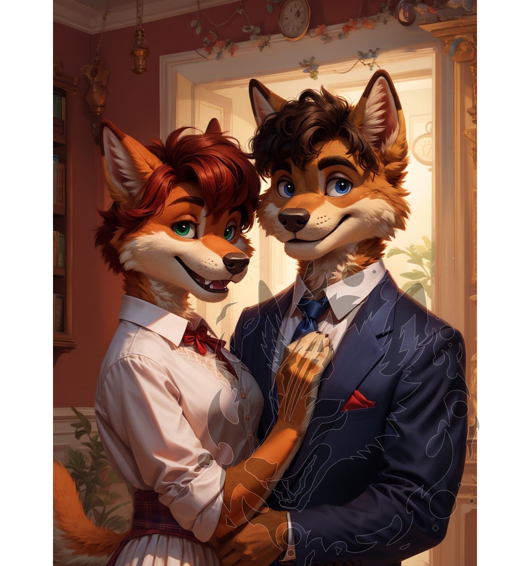 Furry Fox Couple Image Digital Download One of a Kind Unique Concept ...