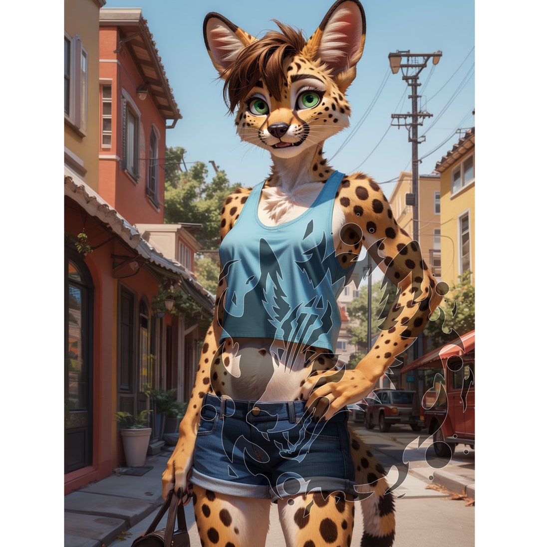 Anthro Serval Girl Image - Digital Download HD Image - Unique Original Concept Art for Normcore ...
