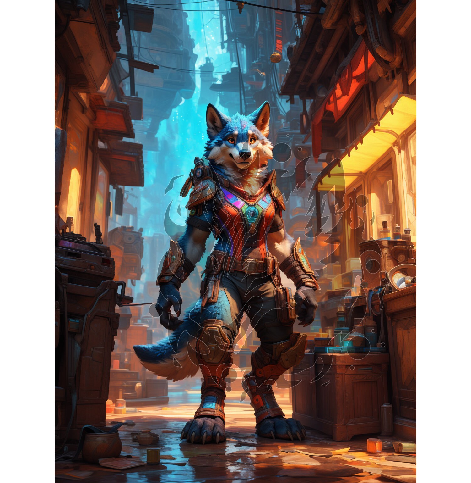 Scifi Wolf Anthro Image Digital Download HD Image Unique Concept Art ...