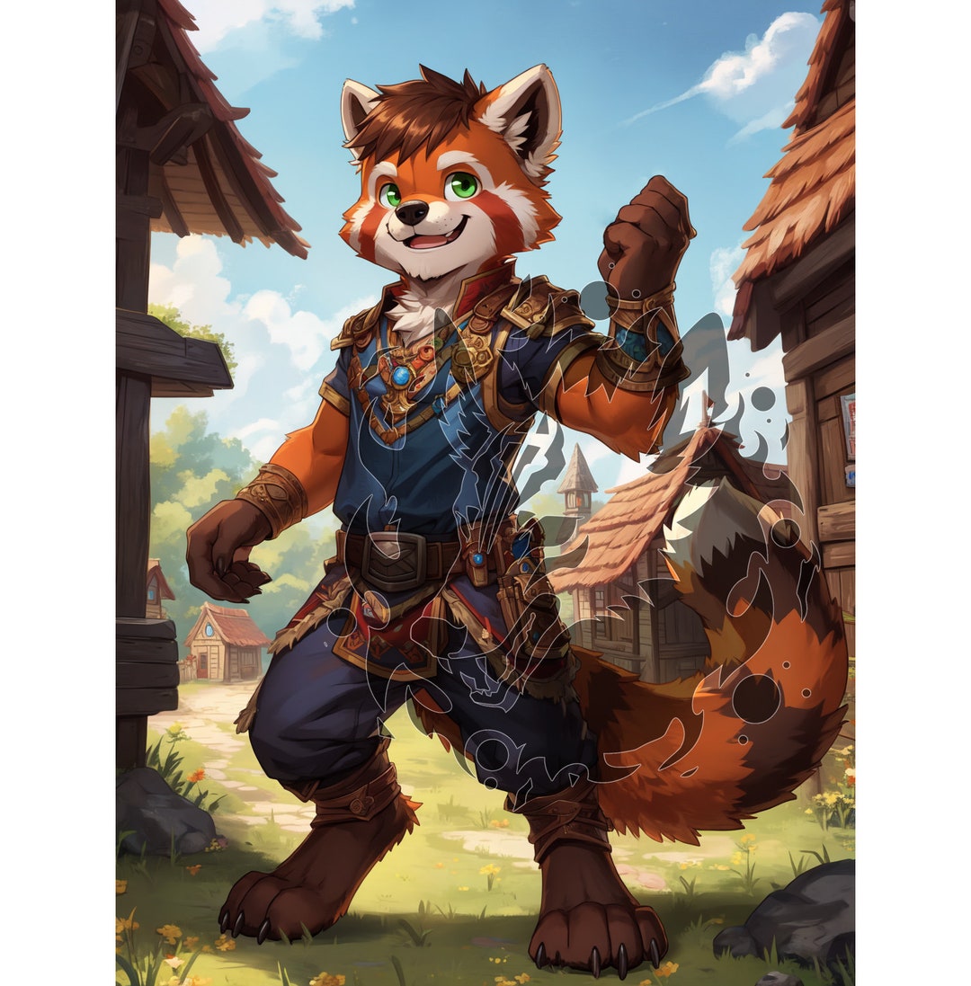 Anthro Red Panda Image Digital Download HD Image Unique Concept Art ...