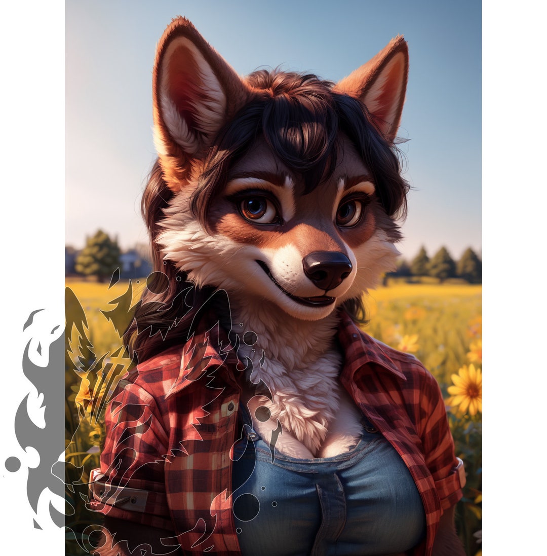 Anthro Wolf in Nature Image Digital Download HD Image Original Concept Art for Coyote Canine Dog ...