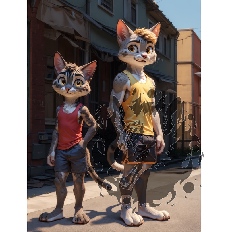 Anthro Cat Bros Image - Digital Download HD Image - Unique Concept Art ...