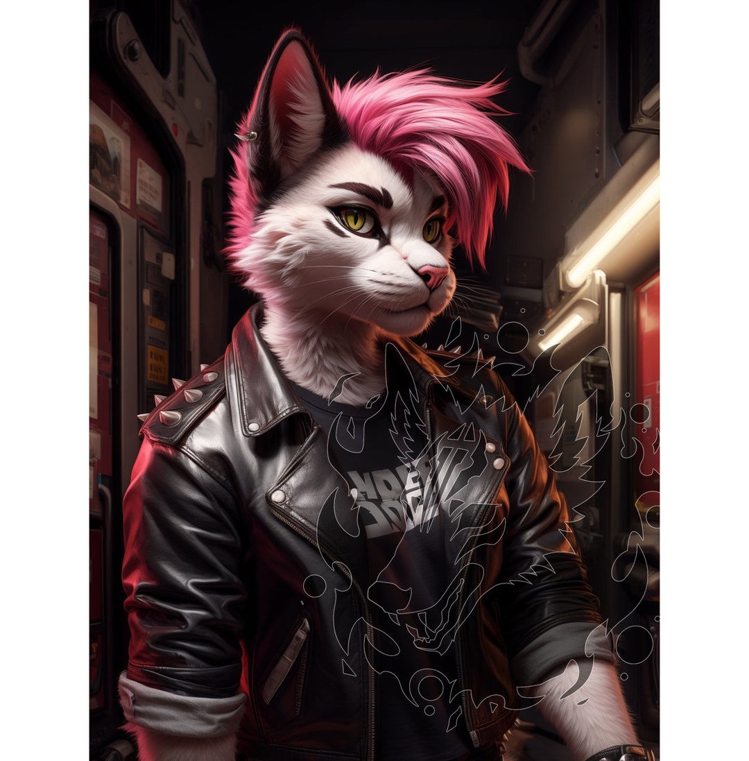 Punk Cat Furry Image - Digital Download HD Image - Unique Original ...