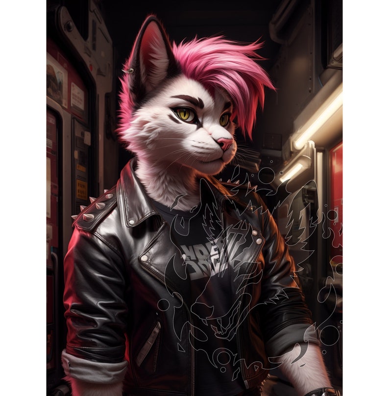 Punk Cat Furry Image Digital Download HD Image Unique Original Concept ...