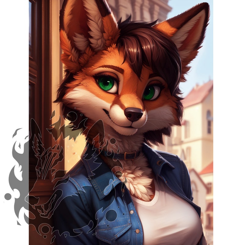 Anthro Fox Girl Concept Art Image Digital Download HD Image Original Character for Roleplay ...