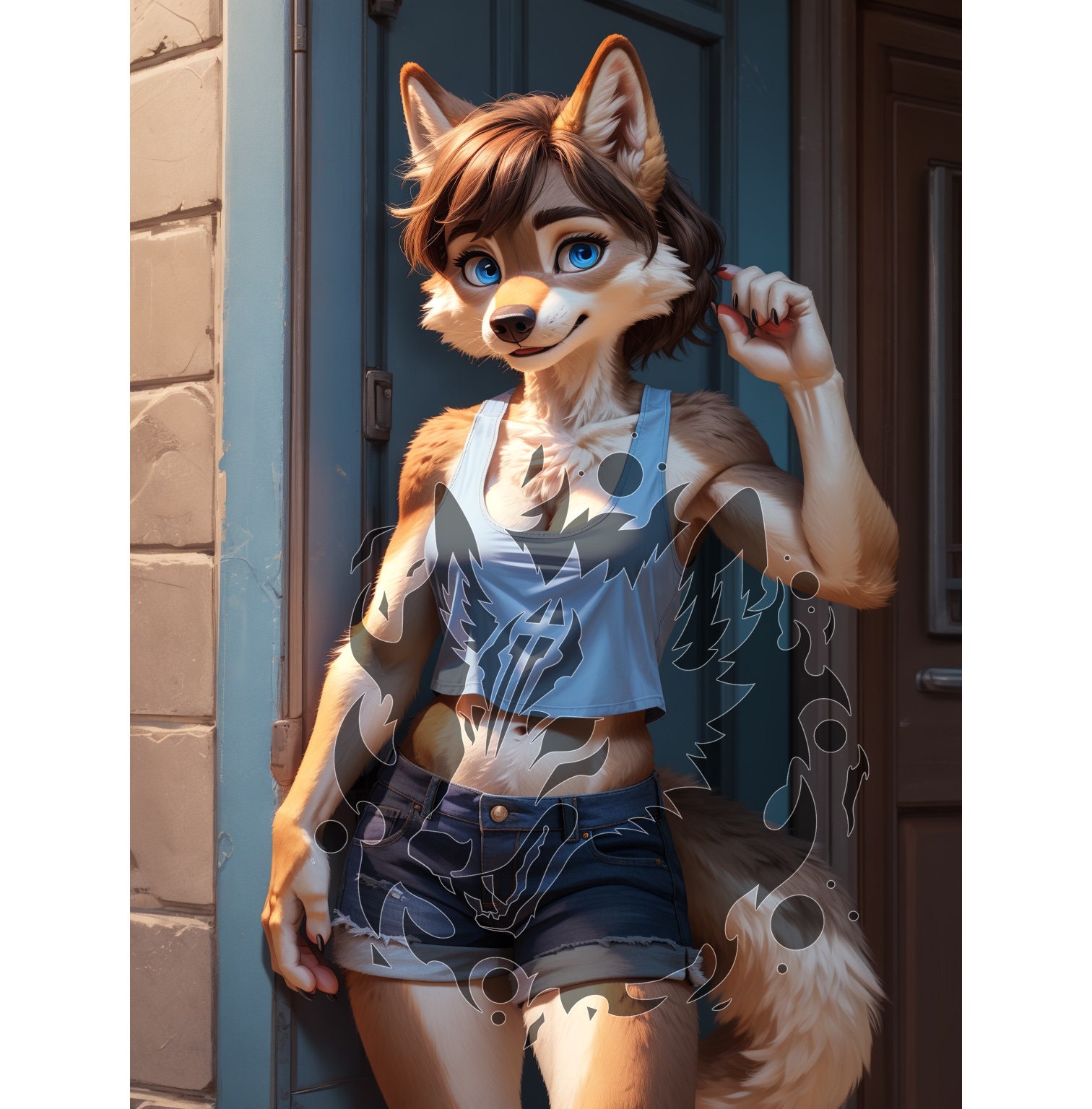 Anthro Wolf Girl Image - Digital Download HD Image - Unique Original Fantasy Concept Art for ...