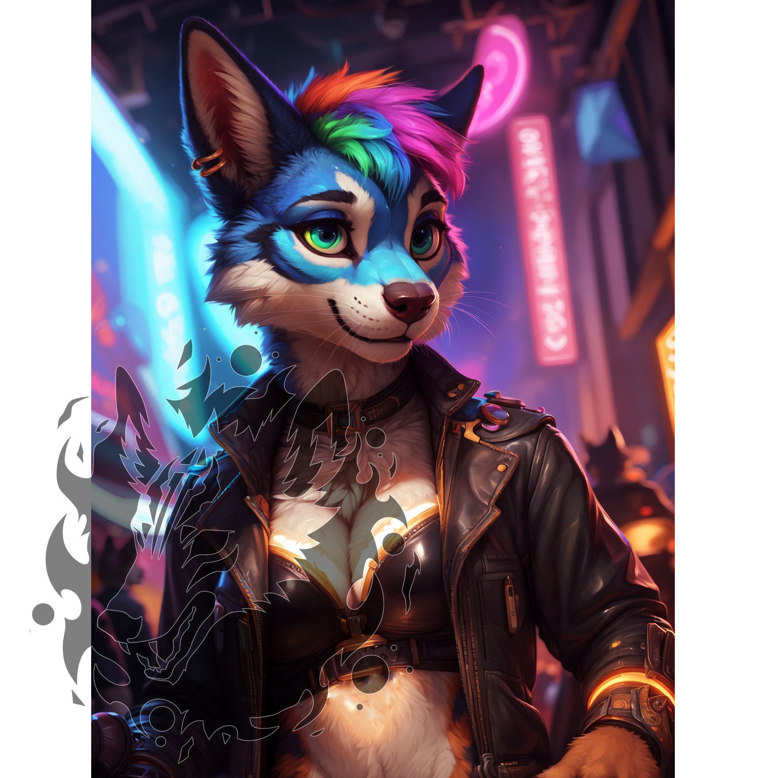 Anthro Furry Girl Image Digital Download HD Image Unique Original Concept Art for Neon Rave ...