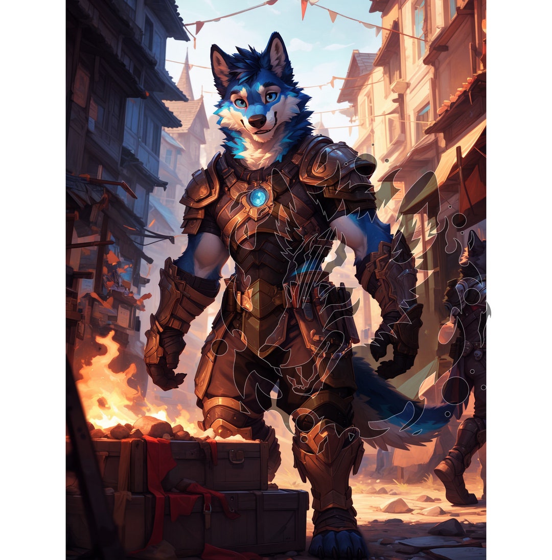 Anthro Blue Wolf Image Digital Download HD Image Unique Concept Art ...
