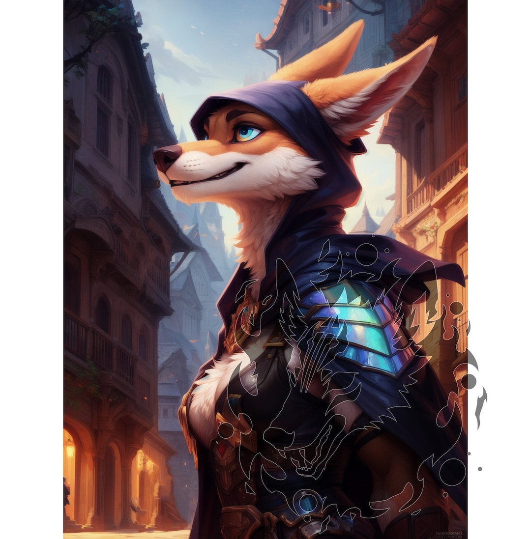 Anthro Fox Girl Image Digital Download HD Image Unique Original Fantasy Concept Art for Furry ...