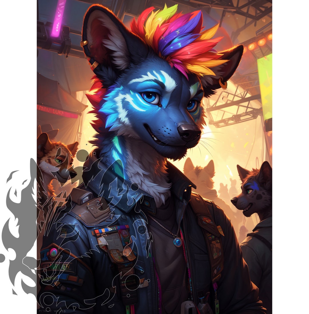 Anthro Blue Wolf Furry Guy Image Digital Download HD Image Unique ...