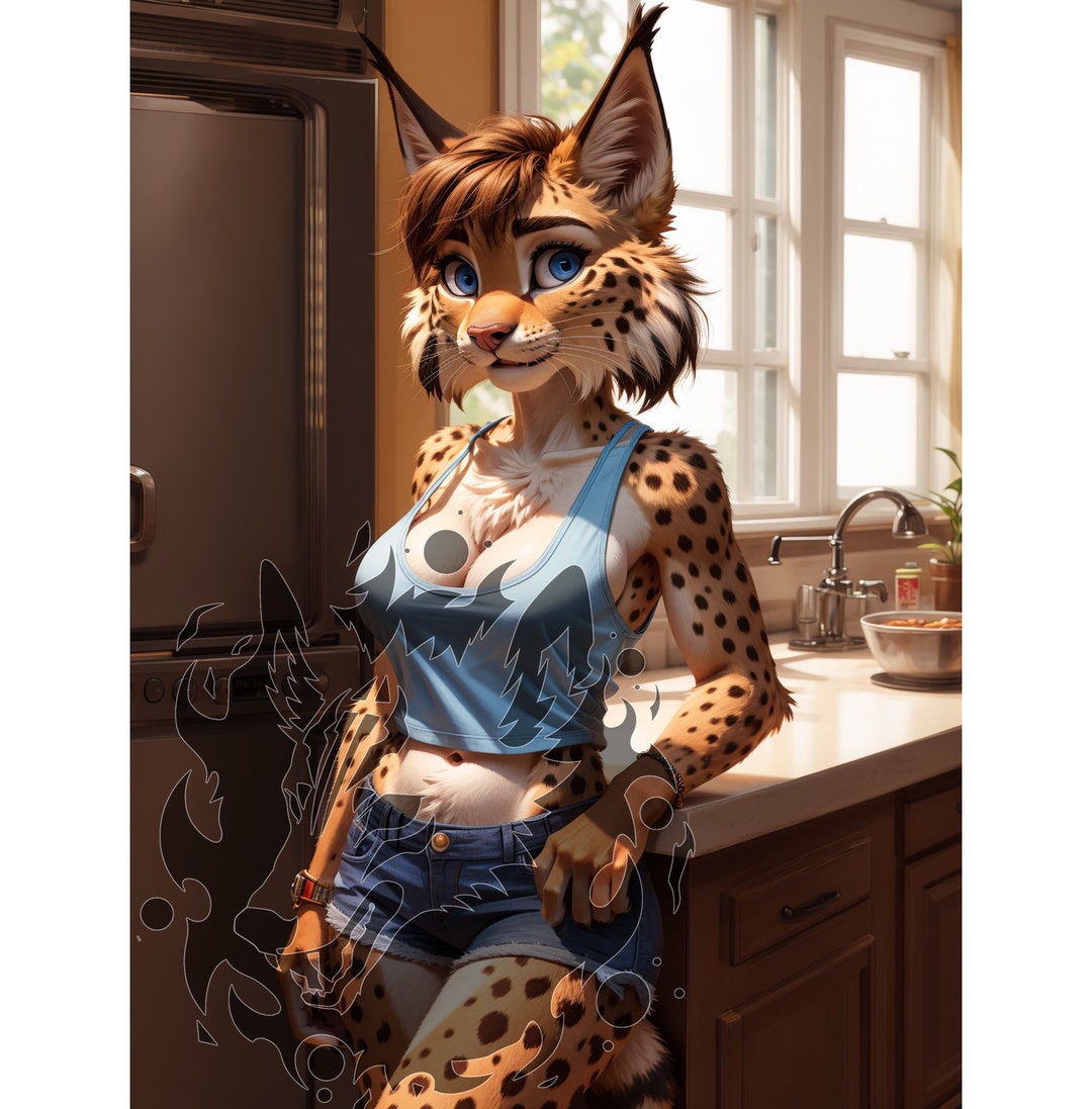 Anthro Bobcat Girl Adoptable Fursona Digital Download Hd Image Set Unique Original Character For 