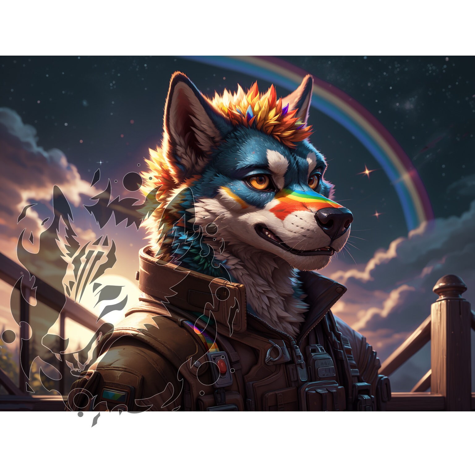 Anthro Blue Wolf Image Digital Download HD Image Unique Concept Art ...