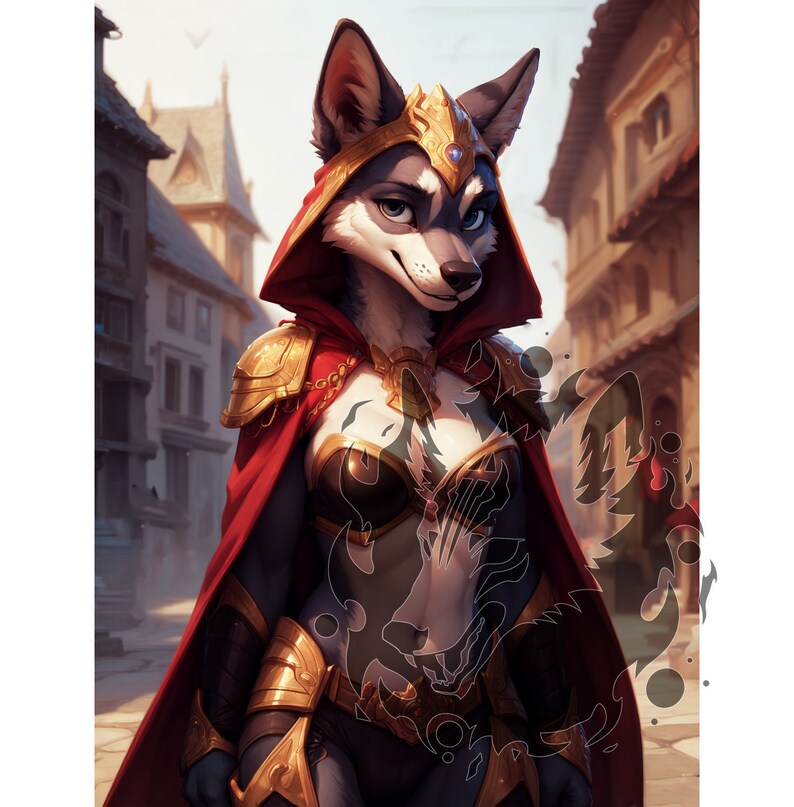 Anthro Wolf Girl Image Digital Download HD Image Unique Original Fantasy Concept Art for Furry ...