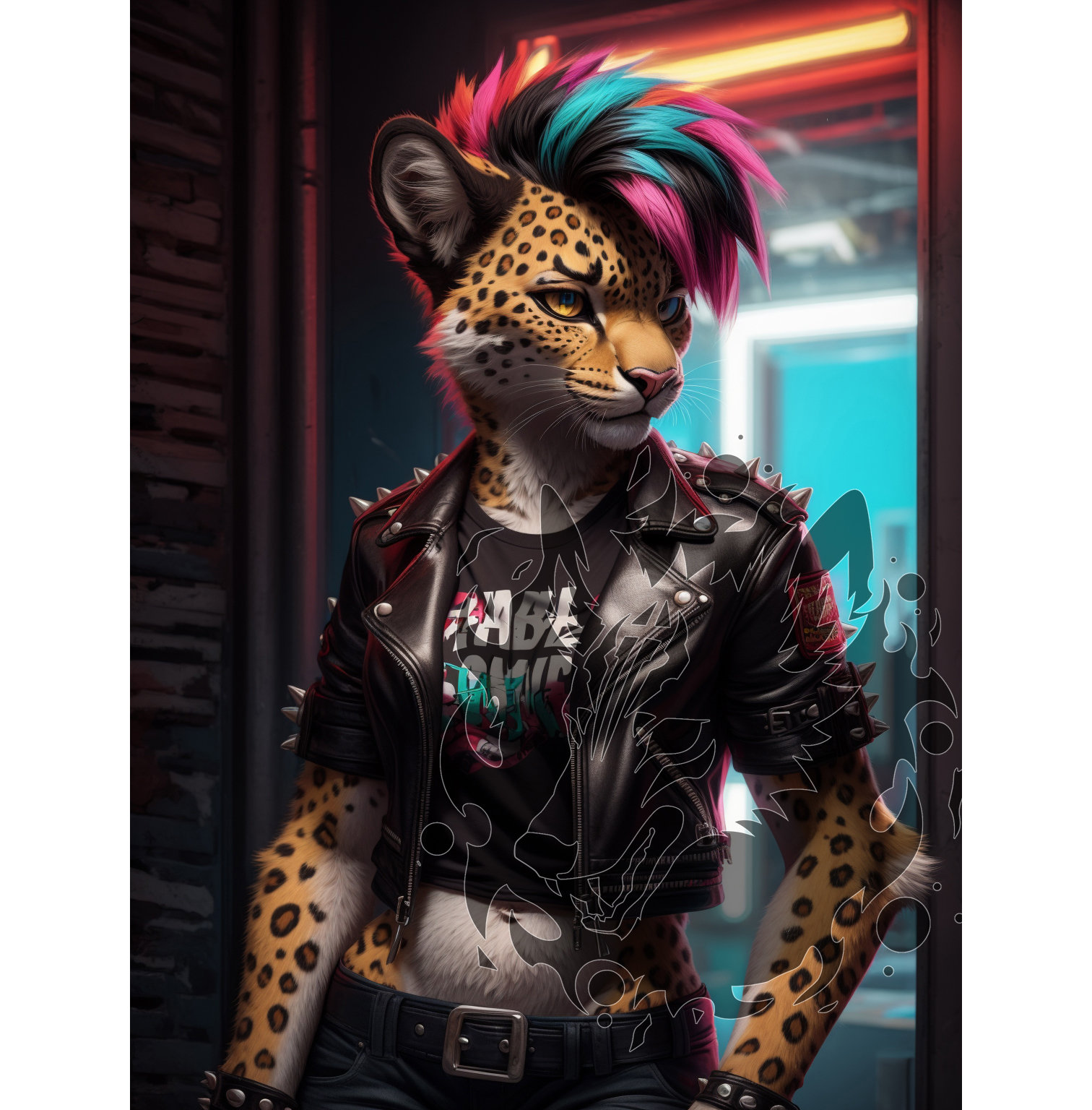 Punk Leopard Furry Girl Image Digital Download HD Image Unique Original ...