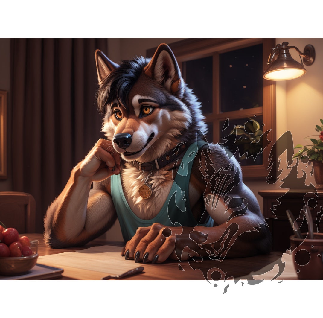 Wolf Wearing a Collar Concept Art Image Digital Download HD Image ...