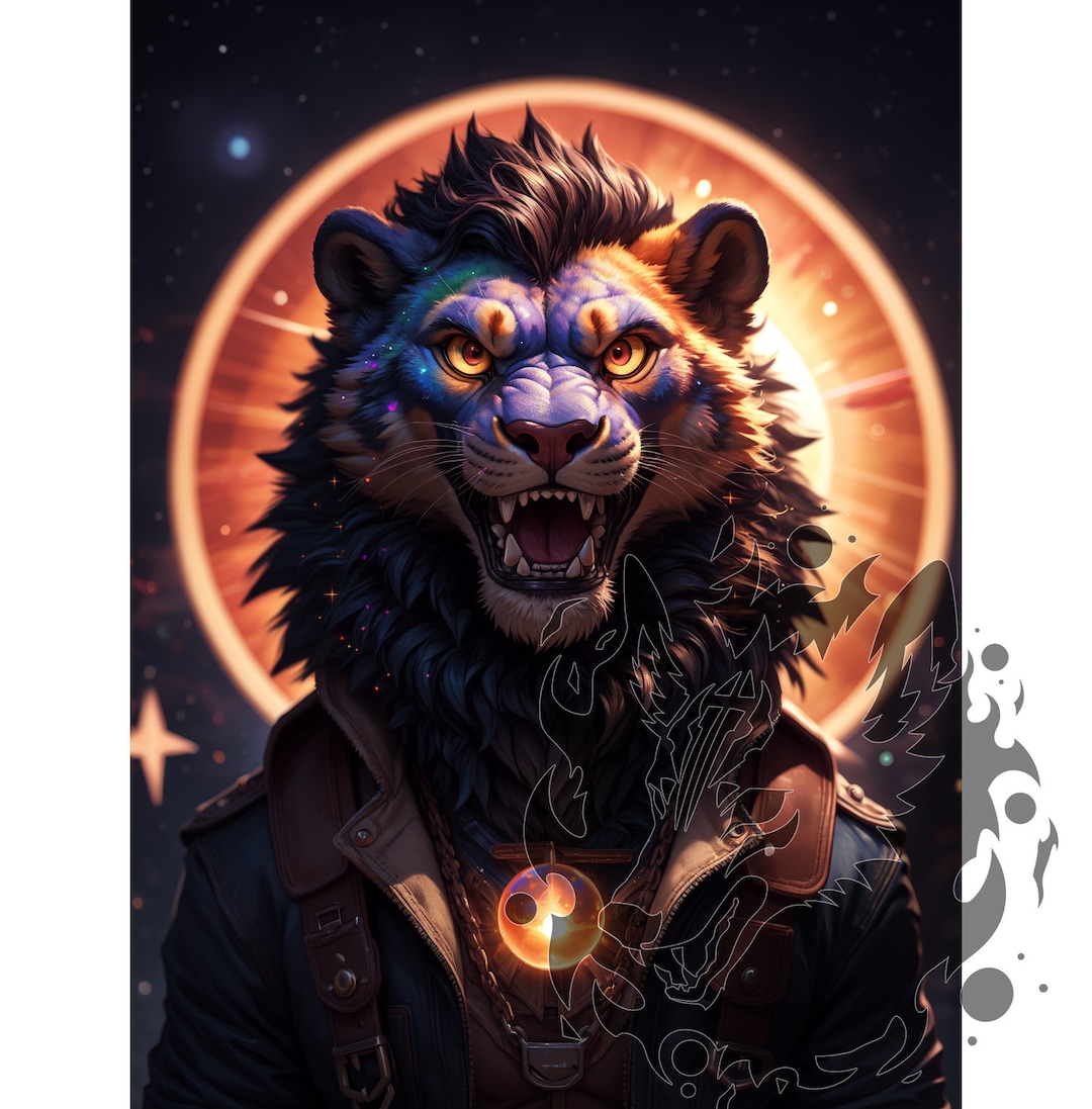 Anthro Lion Adoptable Fursona Digital Download HD Image Original Character for Roleplay, Scifi ...