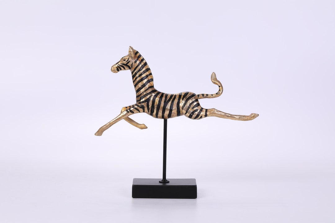 Zebra Desk Art Piece, Striking Tabletop Decor, Sophisticated Office ...