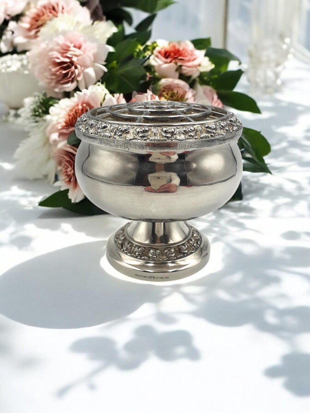 Flower Holder Vase Silver Hallmarks Vintage Made in England Wedding ...