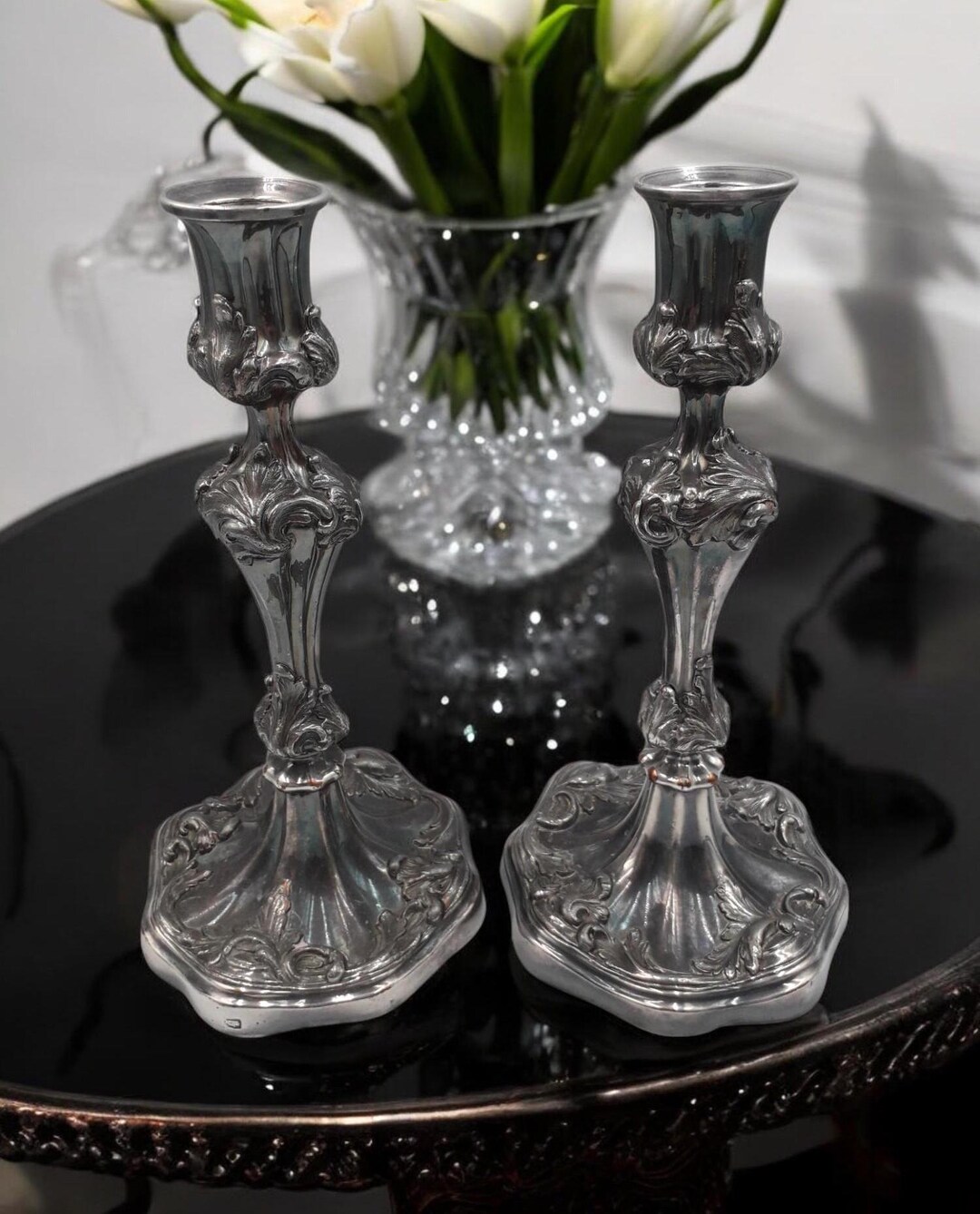 Candlesticks BRONZE SILVER Candlesticks Candelabra Vintage Goldsmith's ...