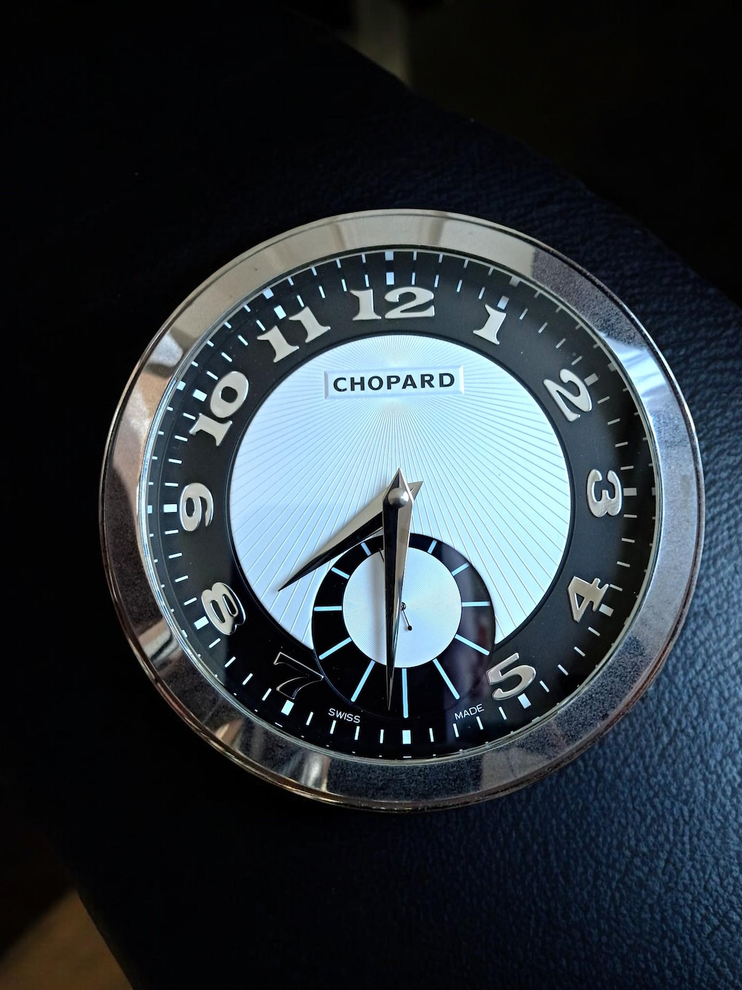 Chopard - Luxury Round Quartz Desk Clock in Brushed Metal, Made in ...